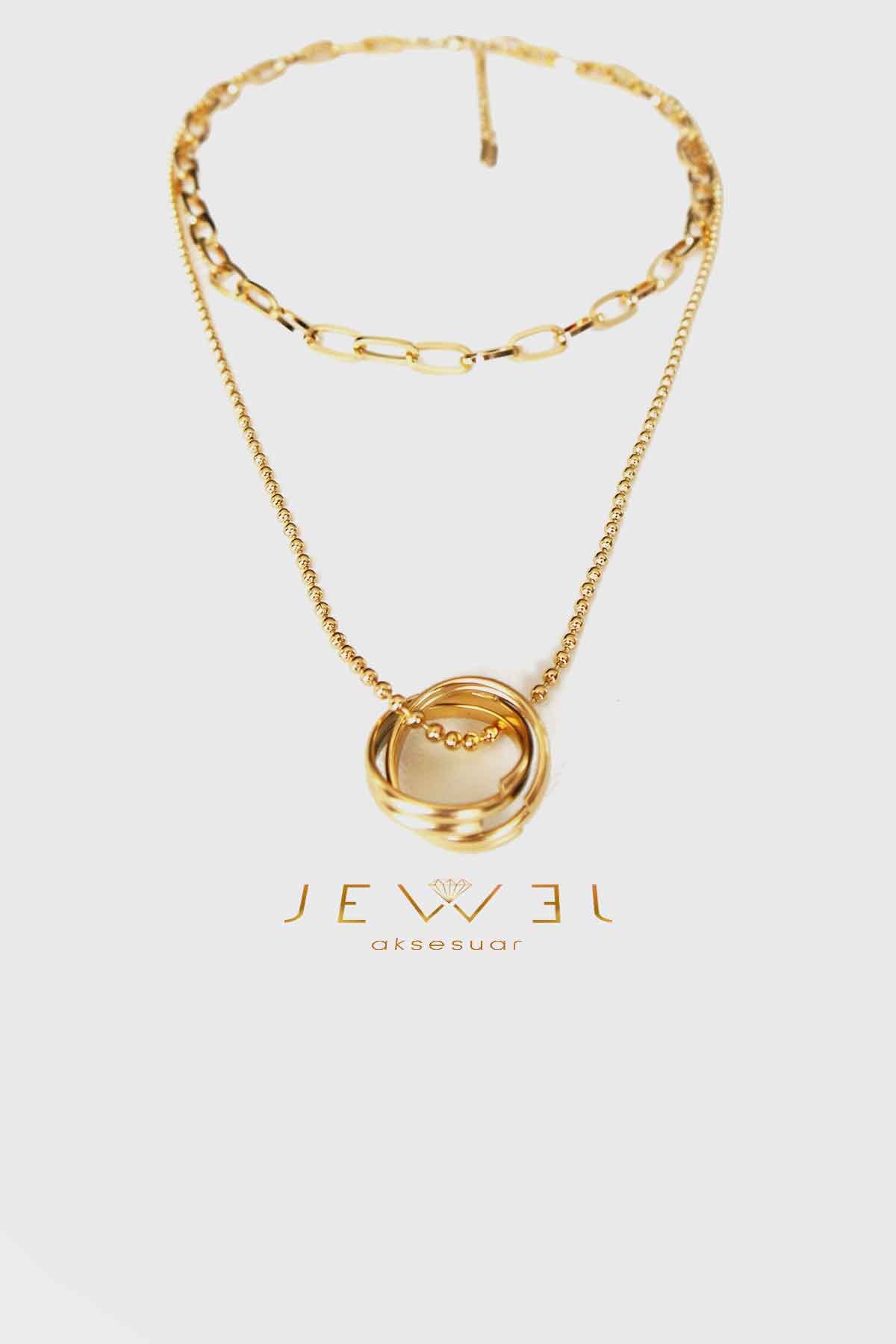 Bead Chain Model Gold Altın Kaplama Kolye | Jewel Aksesuar | Toptan ...